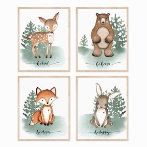 Be Brave Print - Bear Art Print - Woodland Nursery Prints - Fox Art ...