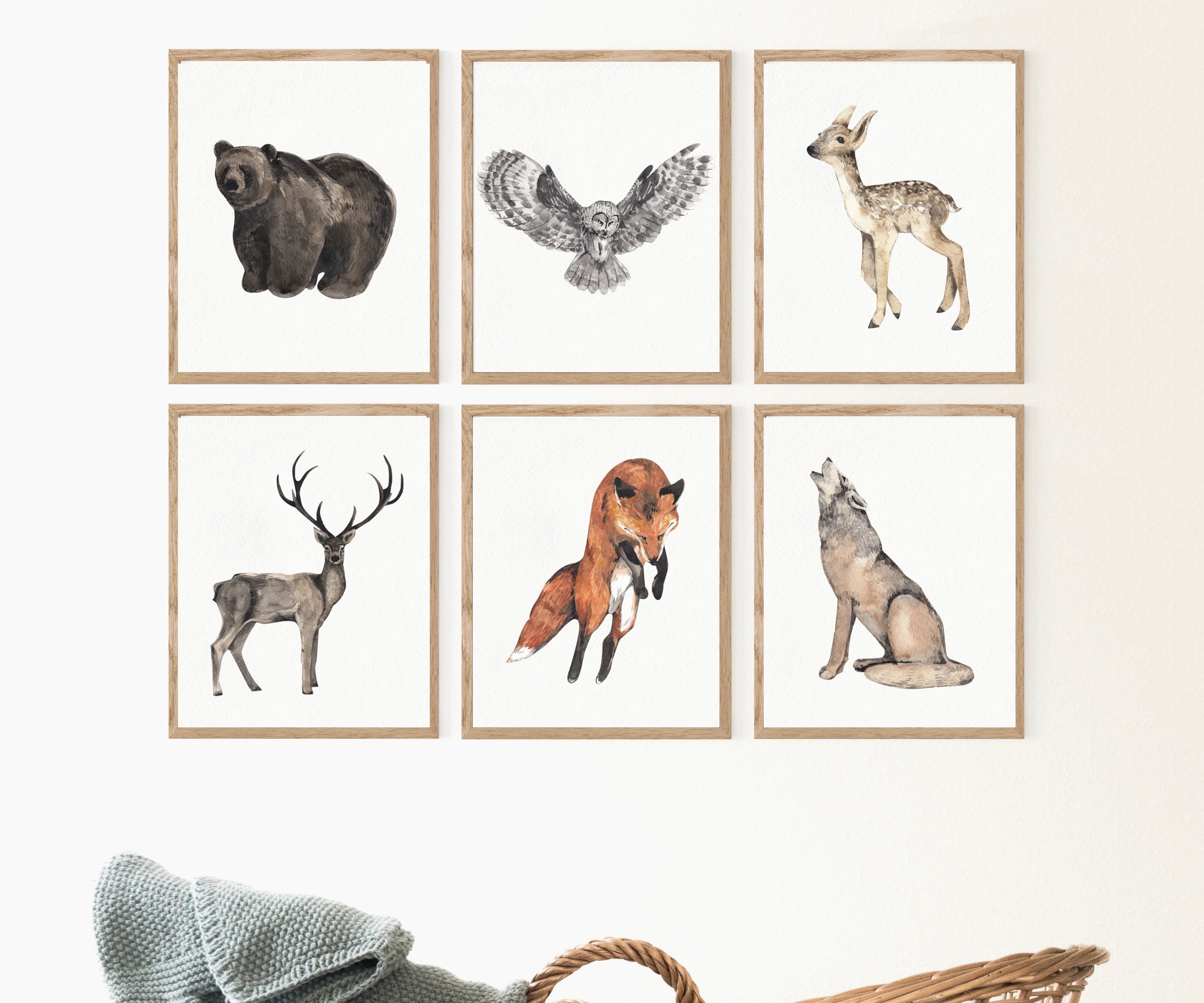 Set of 6 Woodland Animals Forest Animal Print Wall Art | Etsy
