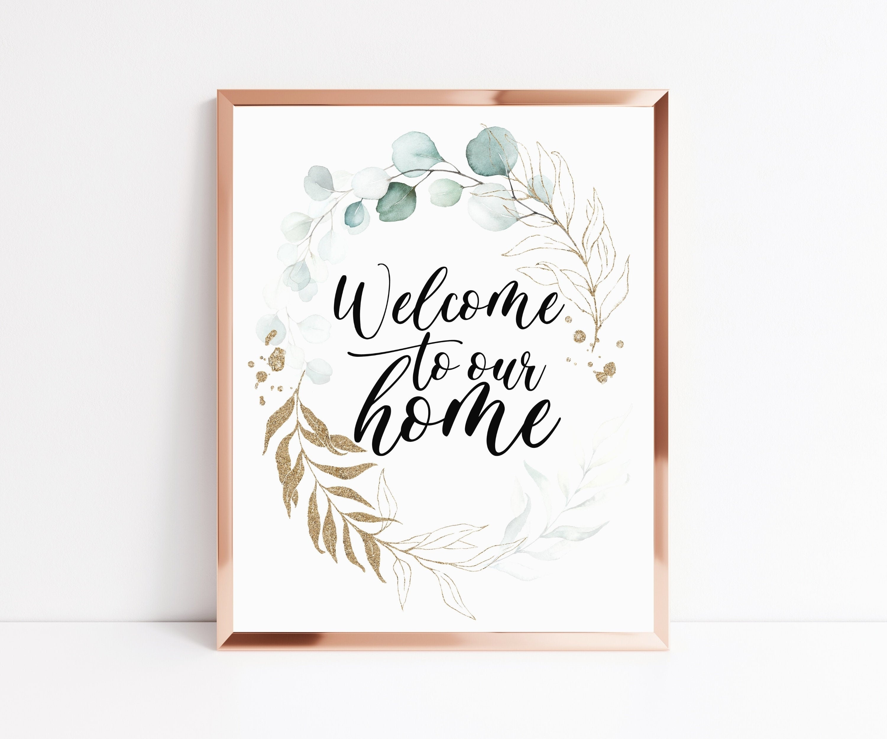 Welcome Home Printable Art: Eucalyptus Wreath, Farmhouse Decor (digital ...