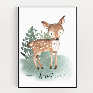 Be Brave Print - Bear Art Print - Woodland Nursery Prints - Fox Art ...
