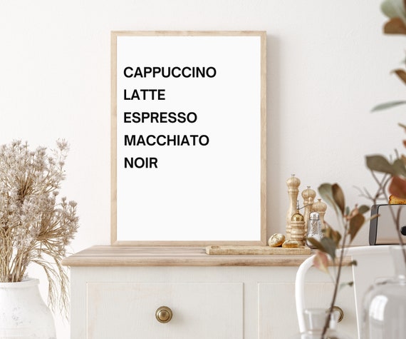 Coffee Chart Kitchen Wall Art Coffee Poster Digital Print | Etsy