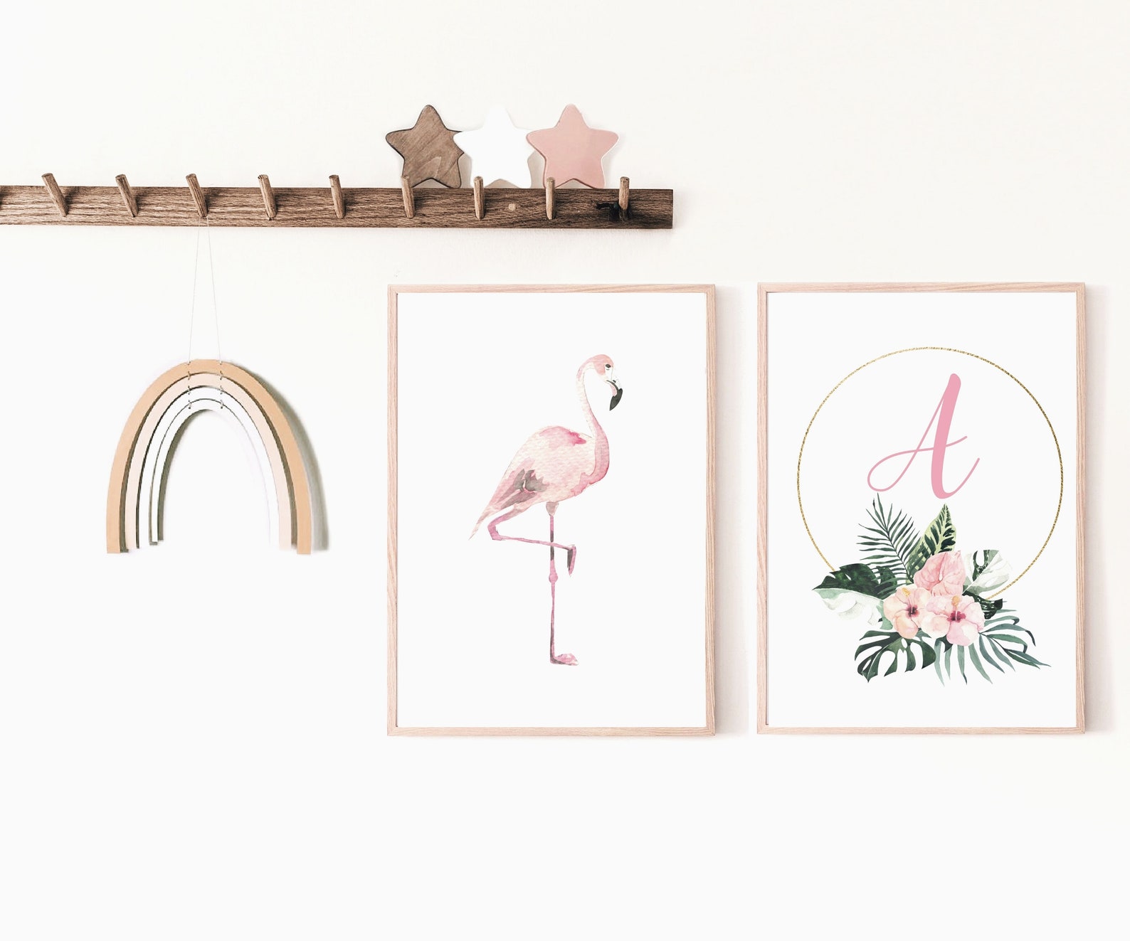 Set of 3 Flamingo Nursery Prints Personalized Nursery Print | Etsy