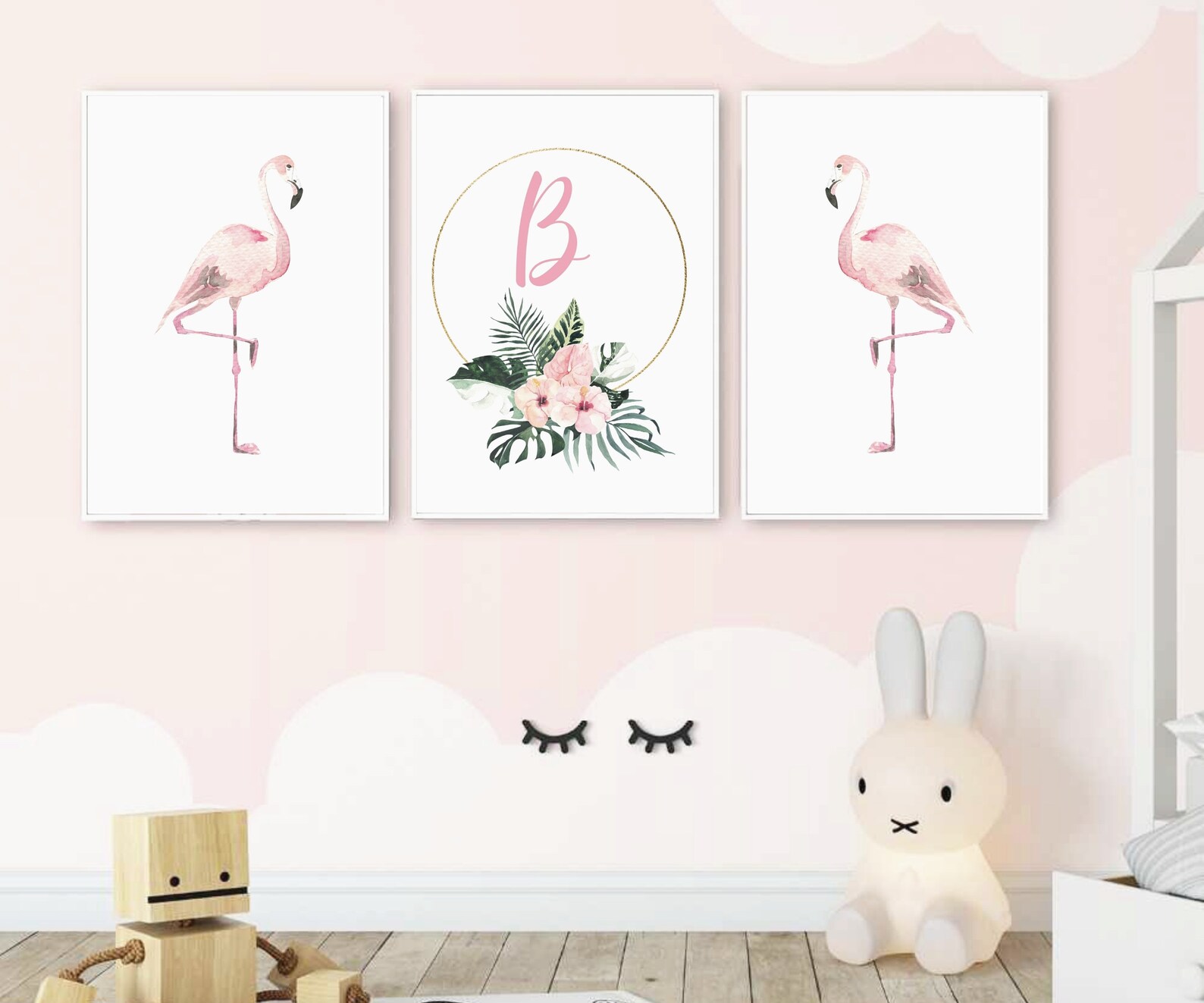 Set of 3 Flamingo Nursery Prints Personalized Nursery Print | Etsy