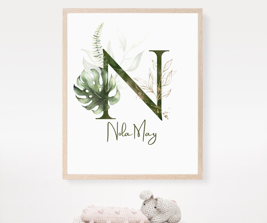 Personalised Floral Initial Print , Nursery Decor , New Baby Gift ...