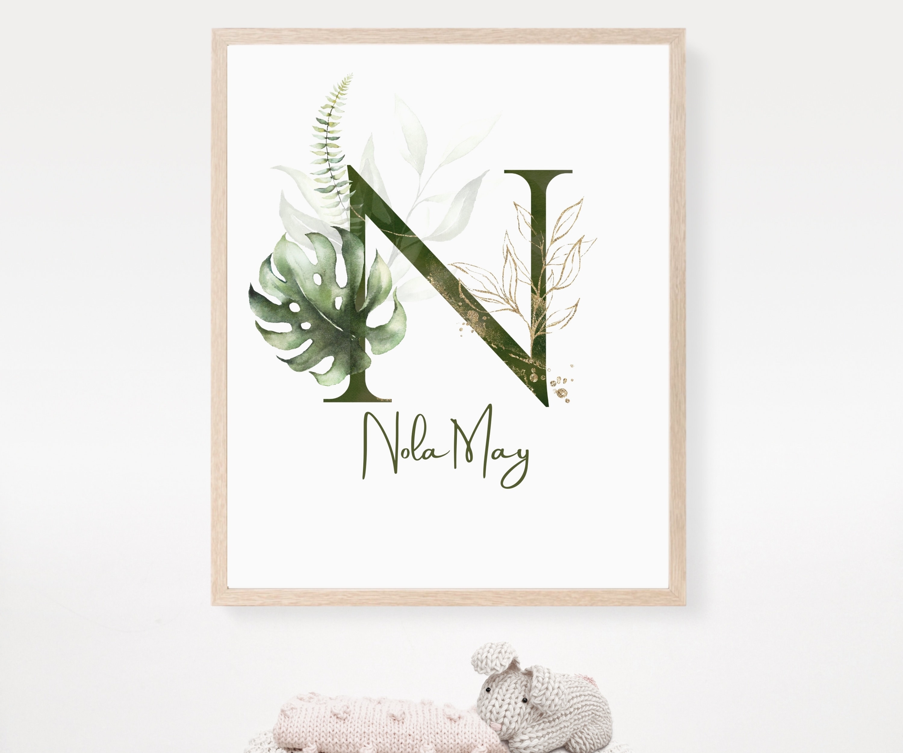 Personalised Floral Initial Print Nursery Decor New Baby | Etsy