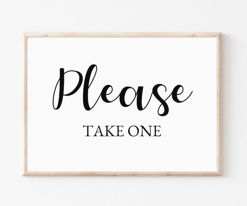 Wedding Sign Please Take One Sign Printable Wedding - Etsy