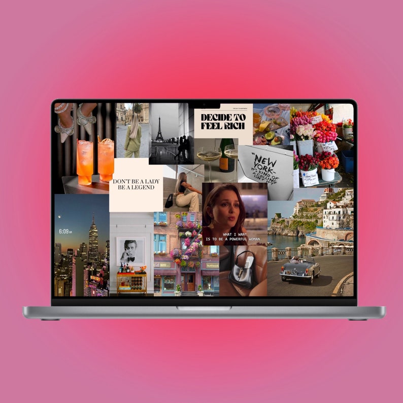Aesthetic Collage Desktop Wallpaper, Laptop Wallpaper, Rich - Cool Girl ...