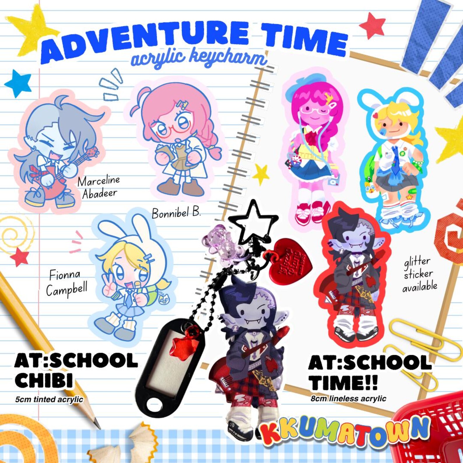 Adventure Time: Chibi School! Fiona, Marceline, Bubblegum | Acrylic ...