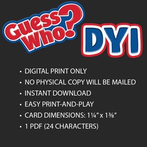 Friends Guess Who Game INSTANT DOWLOAD Customized Digital Print and ...