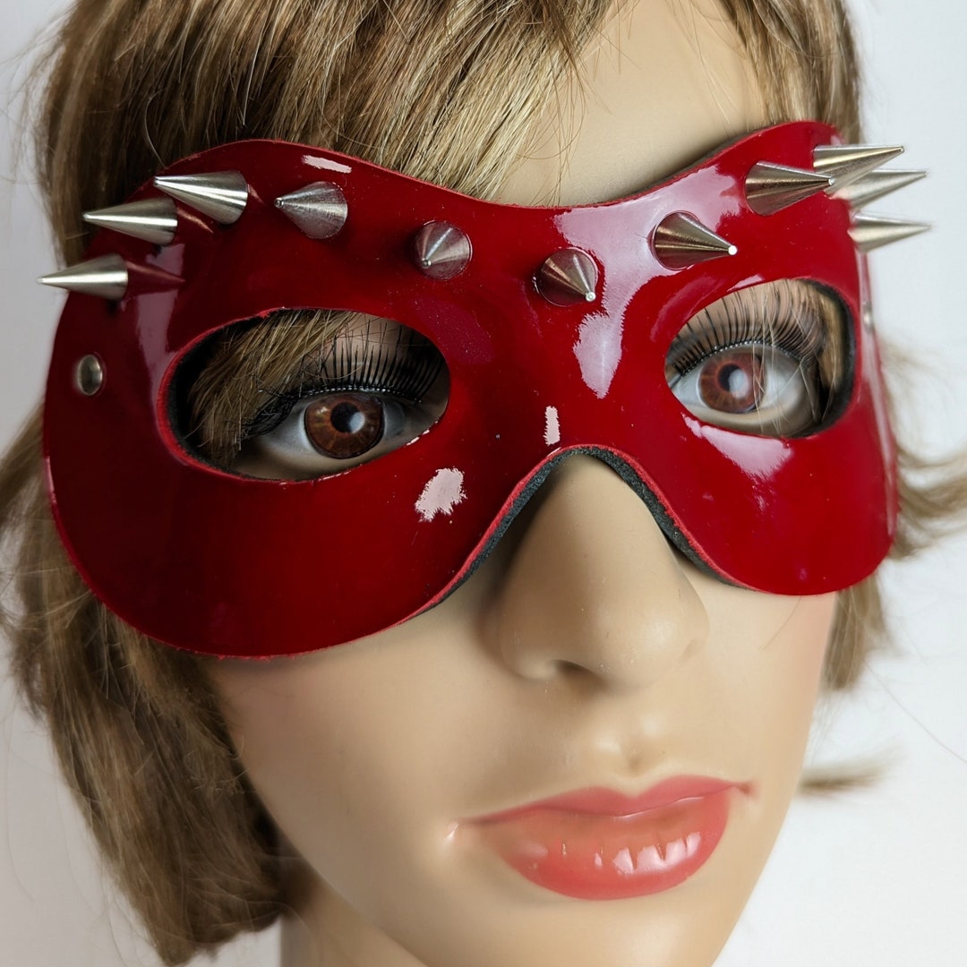 Lacquer Mask Leather Mask With Rivets - Etsy