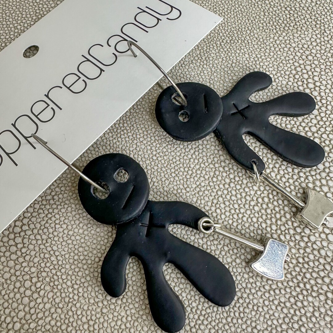 Weird Axe Cleaver Boys Dangle Earrings Polymer Clay Handmade Odd ...