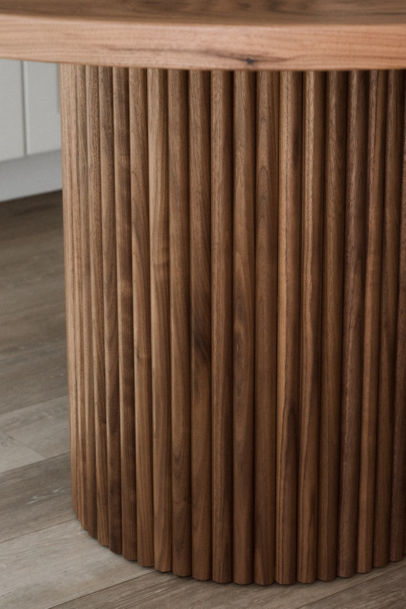HALO Solid Wood Round Fluted Pedestal Dining Table made to - Etsy