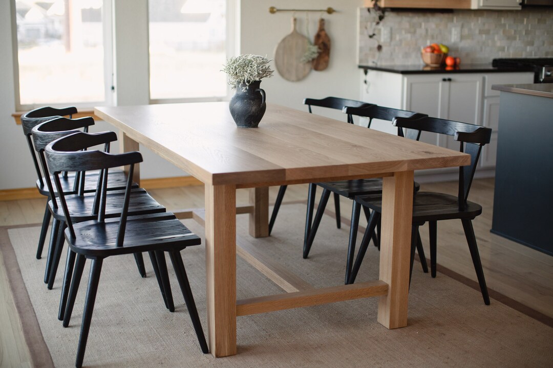 VEGA II- Solid Wood White Oak Dining Table W/ Base Runner (made to ...
