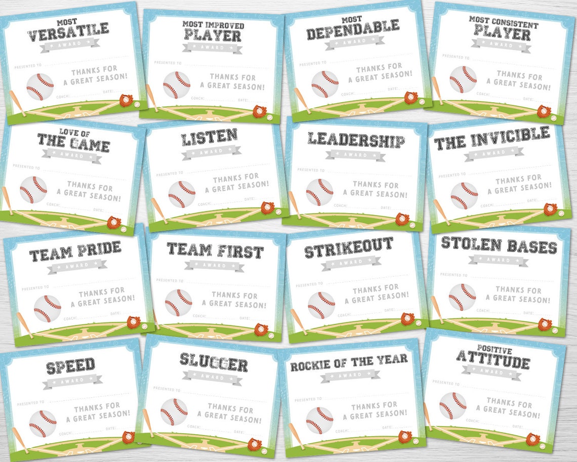 Editable Baseball Award Certificates Award Ceremony - Etsy