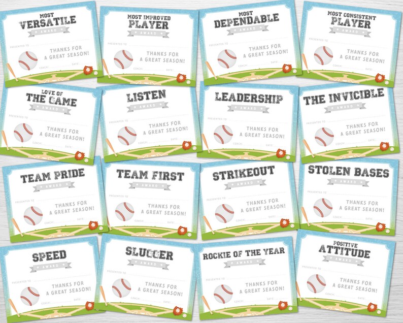 Editable Baseball Award Certificates Award Ceremony - Etsy