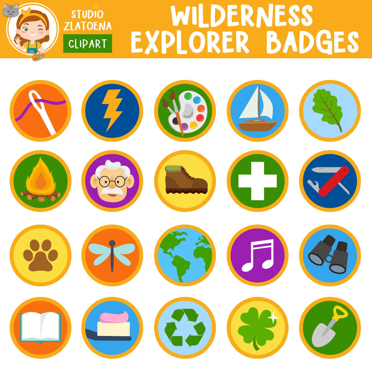 Wilderness Explorer Badges Clipart: Camping Scout Troop (digital) - Etsy