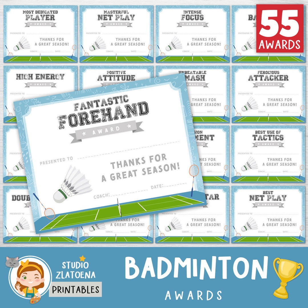 Editable Badminton Award Certificates, Award Ceremony Certificate ...