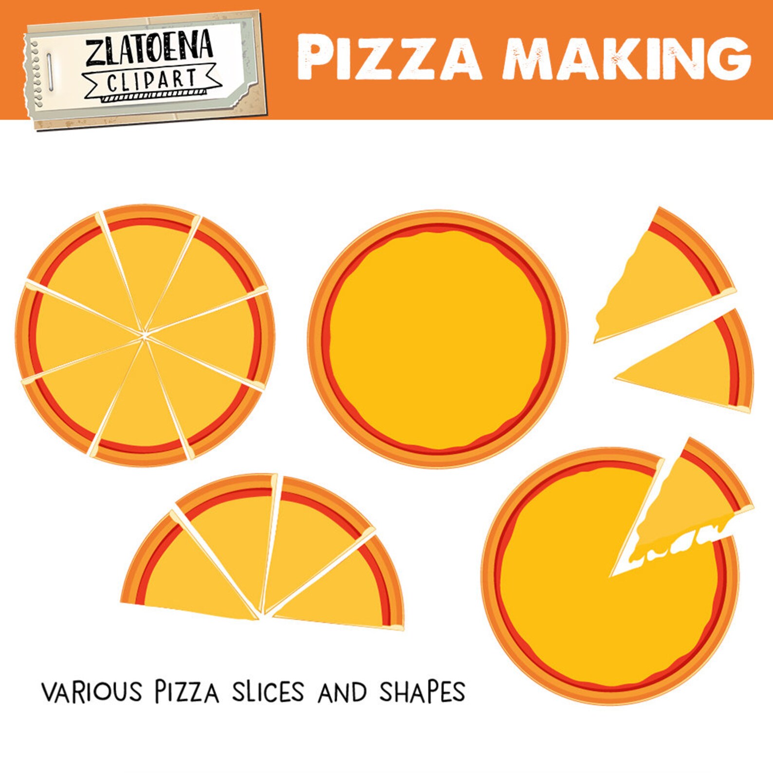 Pizza Clipart Pizza Party Clip Art DYI Pizza Graphics Pizza - Etsy