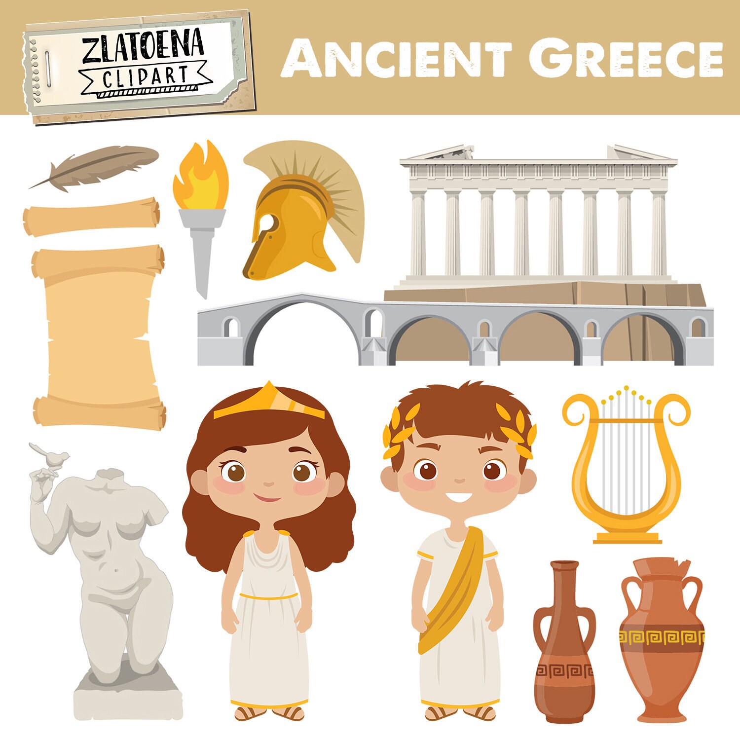 Greece Clip art Ancient Greece Clipart Travel clipart Greek | Etsy