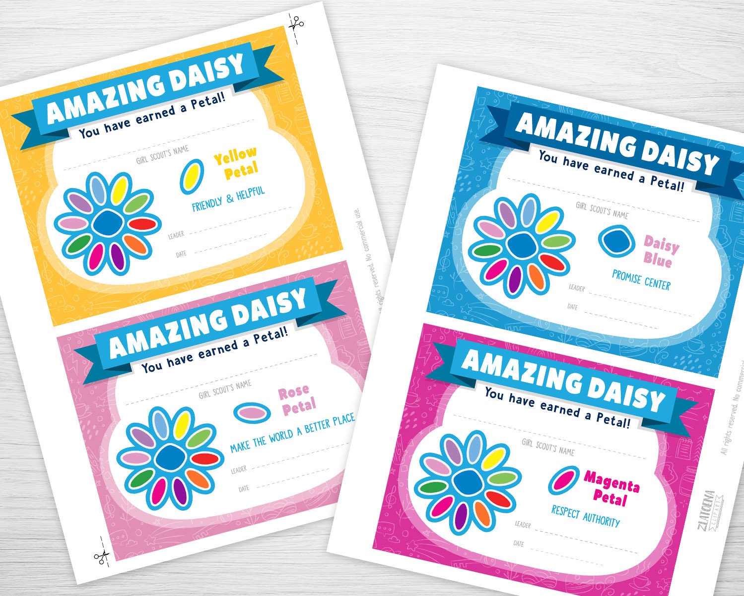 15 Girl Scouts Daisy Petal & Leaf Certificates Printable | Etsy
