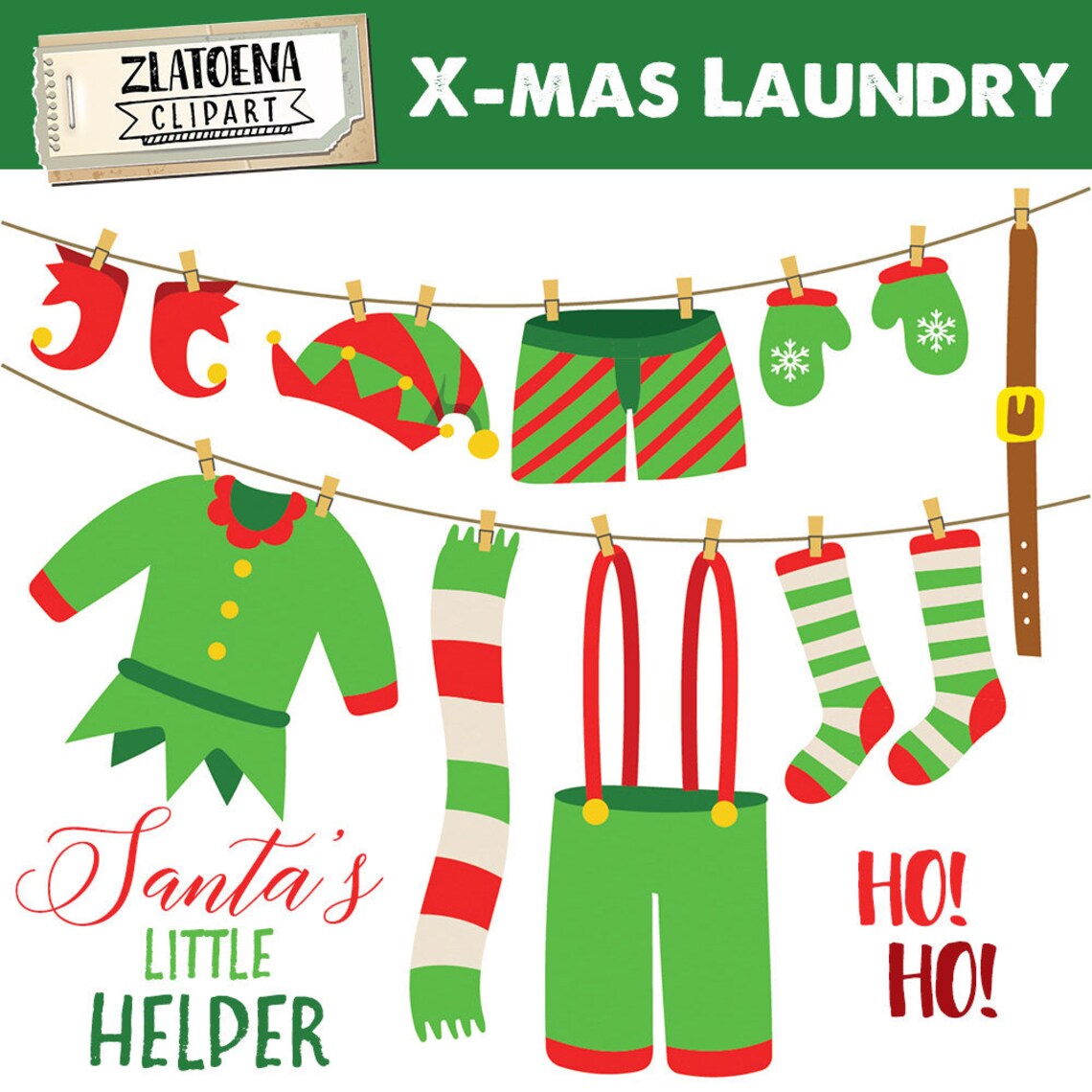 Santa's Elf Laundry Clip Art Elf Clip Art Christmas - Etsy
