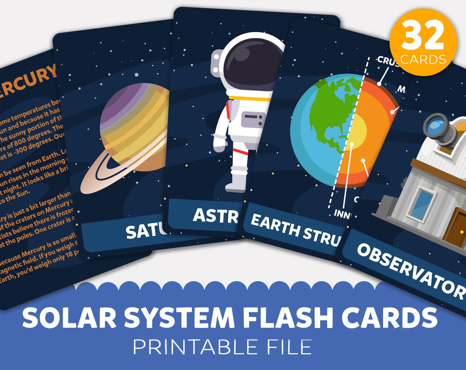 Solar System Flashcards Planets Flashcards Printable Planets - Etsy