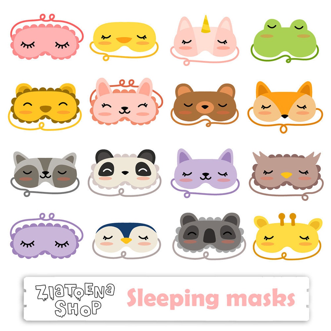 Sleeping Mask Clipart Nap Clipart Sleepover Party Clipart - Etsy