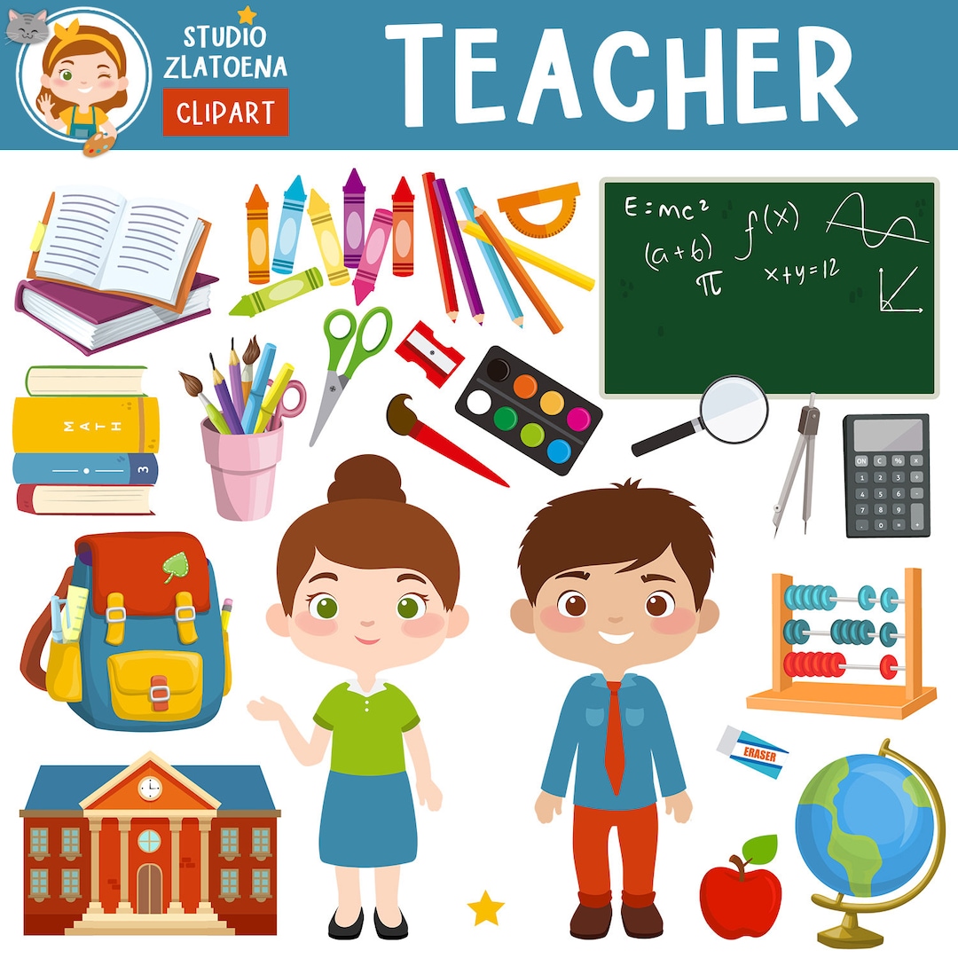 Teacher Clipart Back to School Clip Art School Clip Art Teacher Digital ...