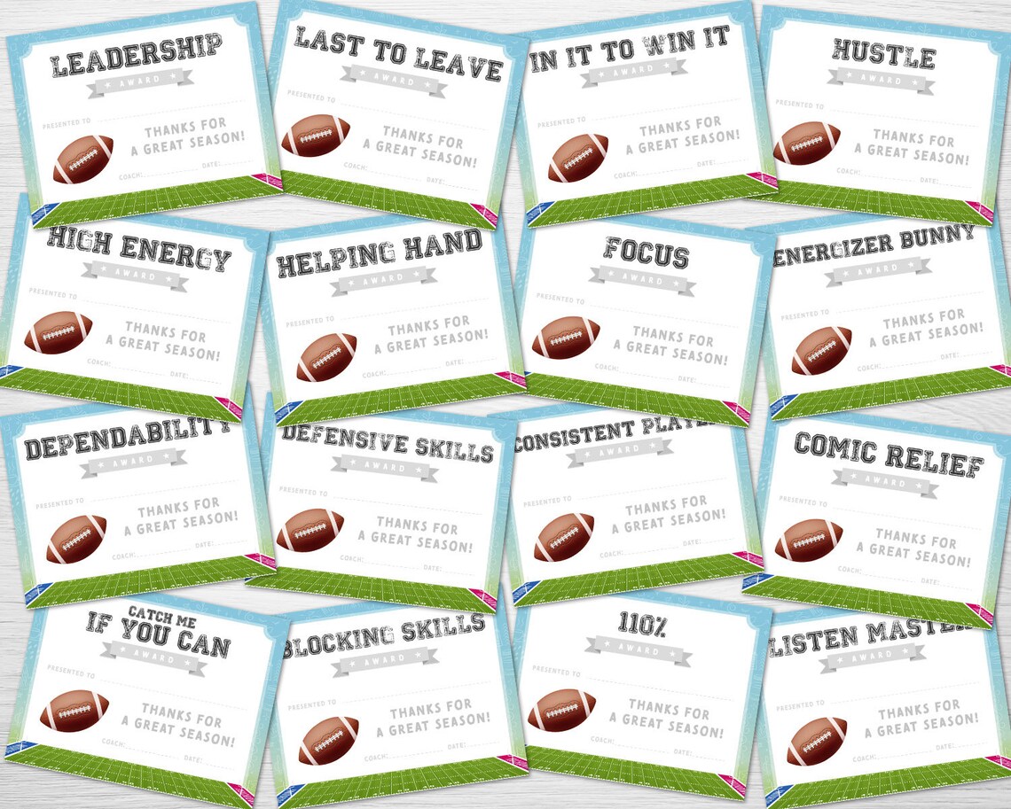 Editable Football Award Certificates Award Ceremony - Etsy