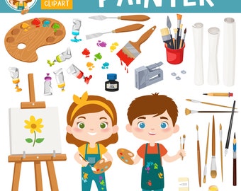 Painting Clipart Vector Pack, Art Clipart, Hobby Clipart, Painter ...