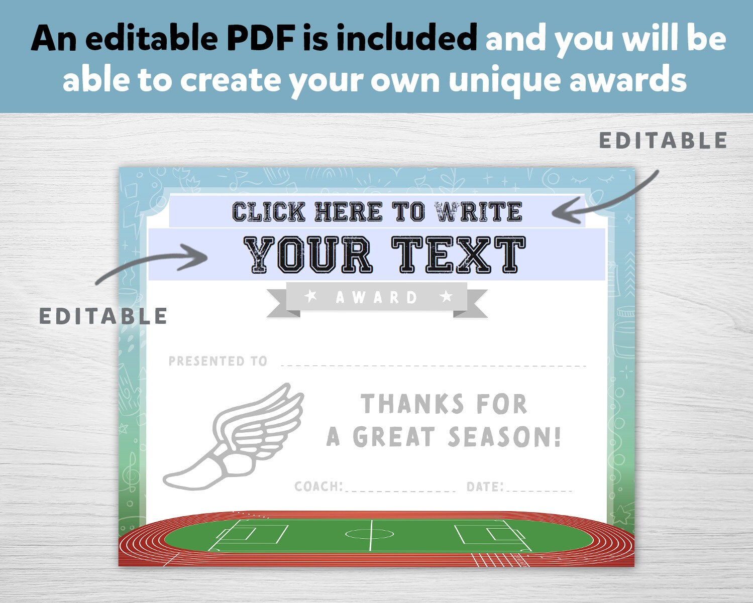 Editable Track and Field Award Certificates, Award Ceremony ...