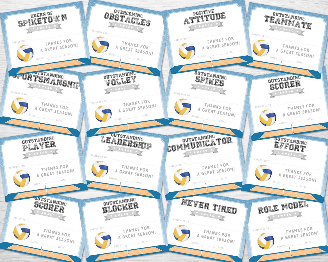 Editable Volleyball Award Certificates, Award Ceremony Certificates ...