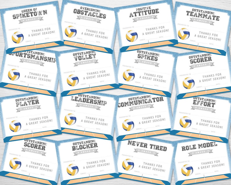 Editable Volleyball Award Certificates Award Ceremony - Etsy