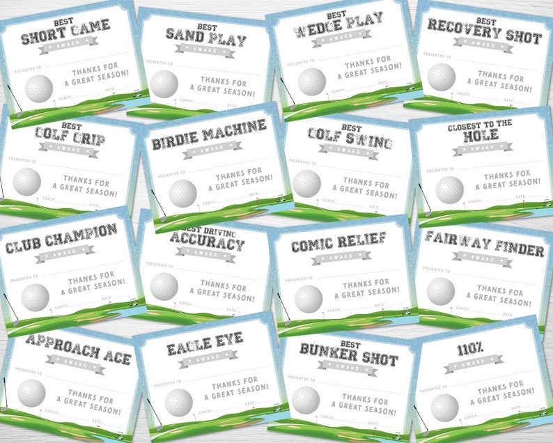Editable Golf Award Certificates Award Ceremony Certificates - Etsy