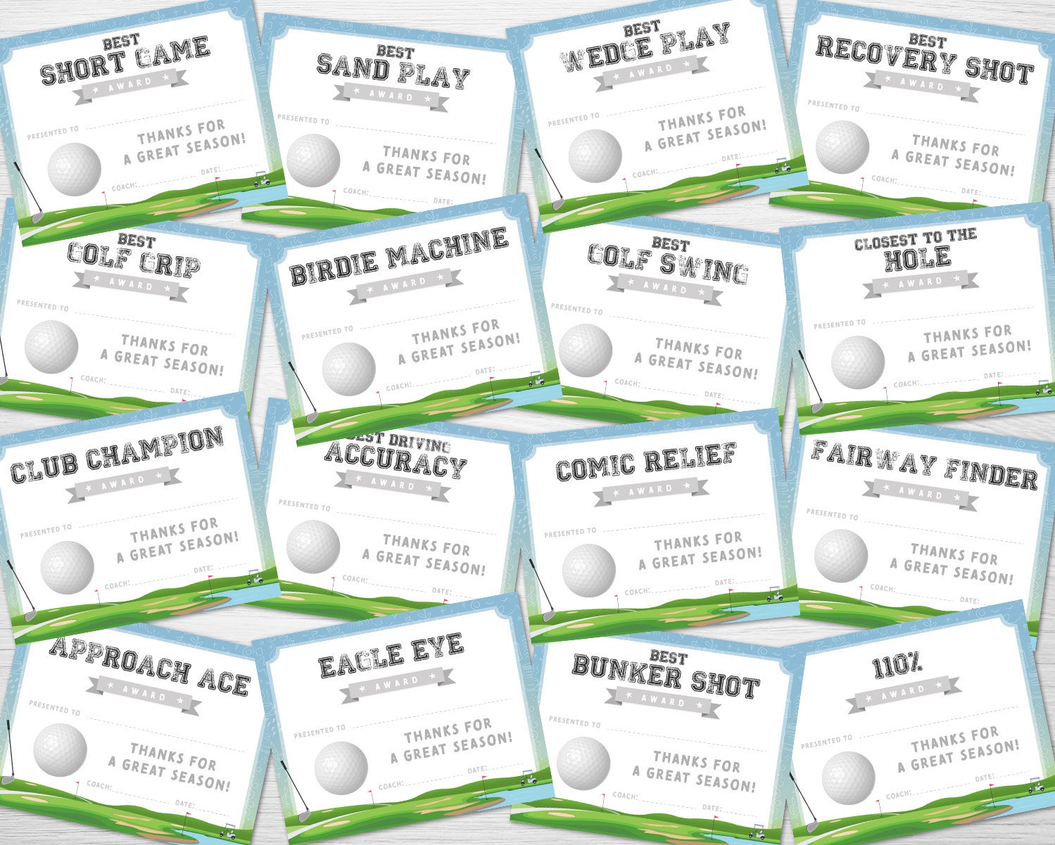 Editable Golf Award Certificates Award Ceremony Certificates - Etsy