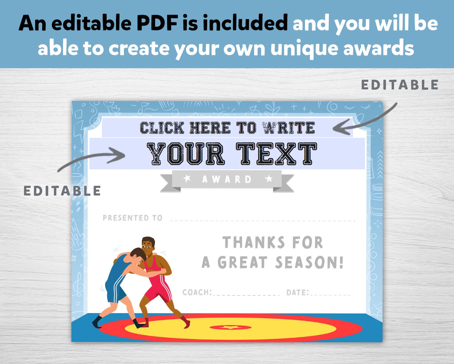 Editable Wrestling Award Certificates, Award Ceremony Certificates, End ...