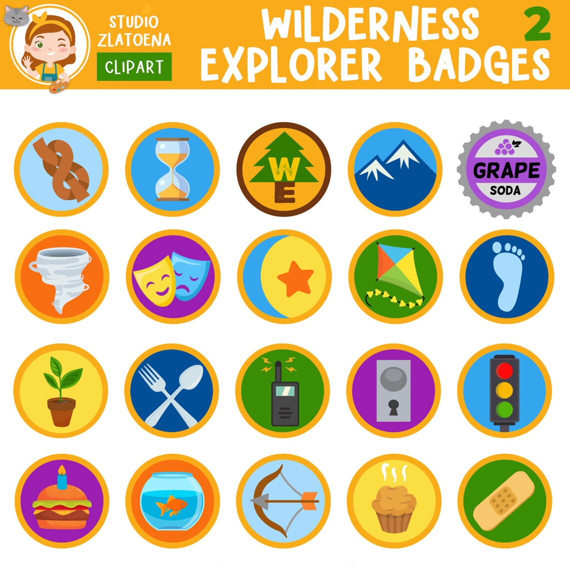 Wilderness Explorer Badges Clipart: Camping Scout Troop Art (printable ...