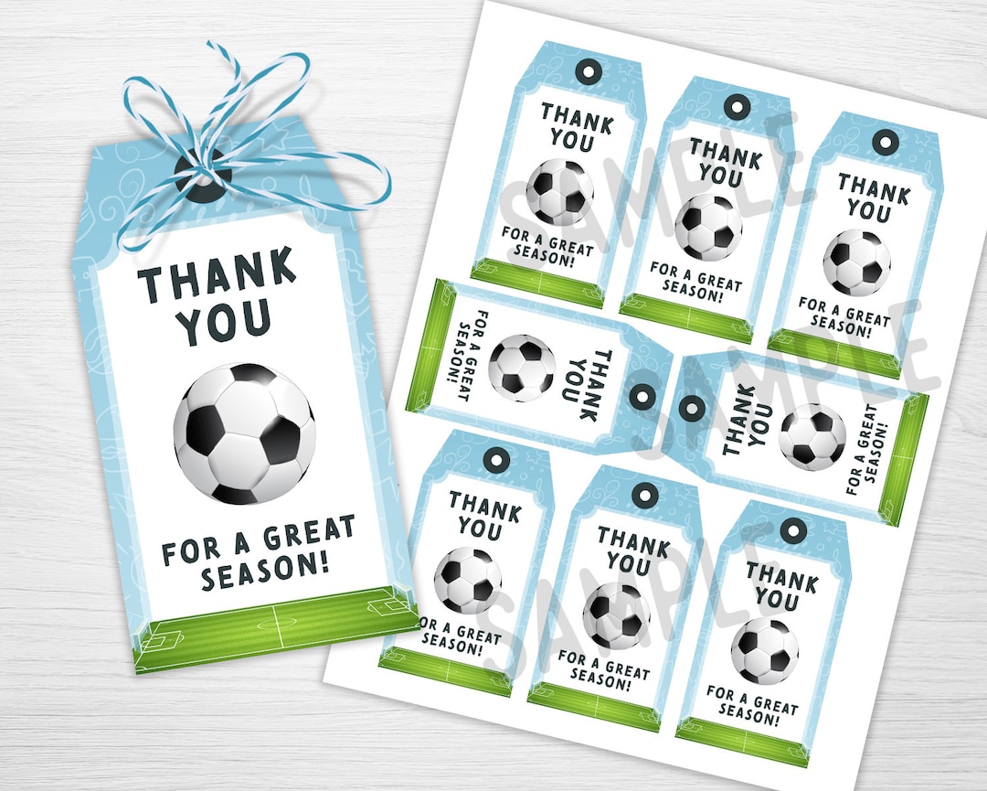 Soccer Thank You for a Great Season Printable Tag Thank You - Etsy