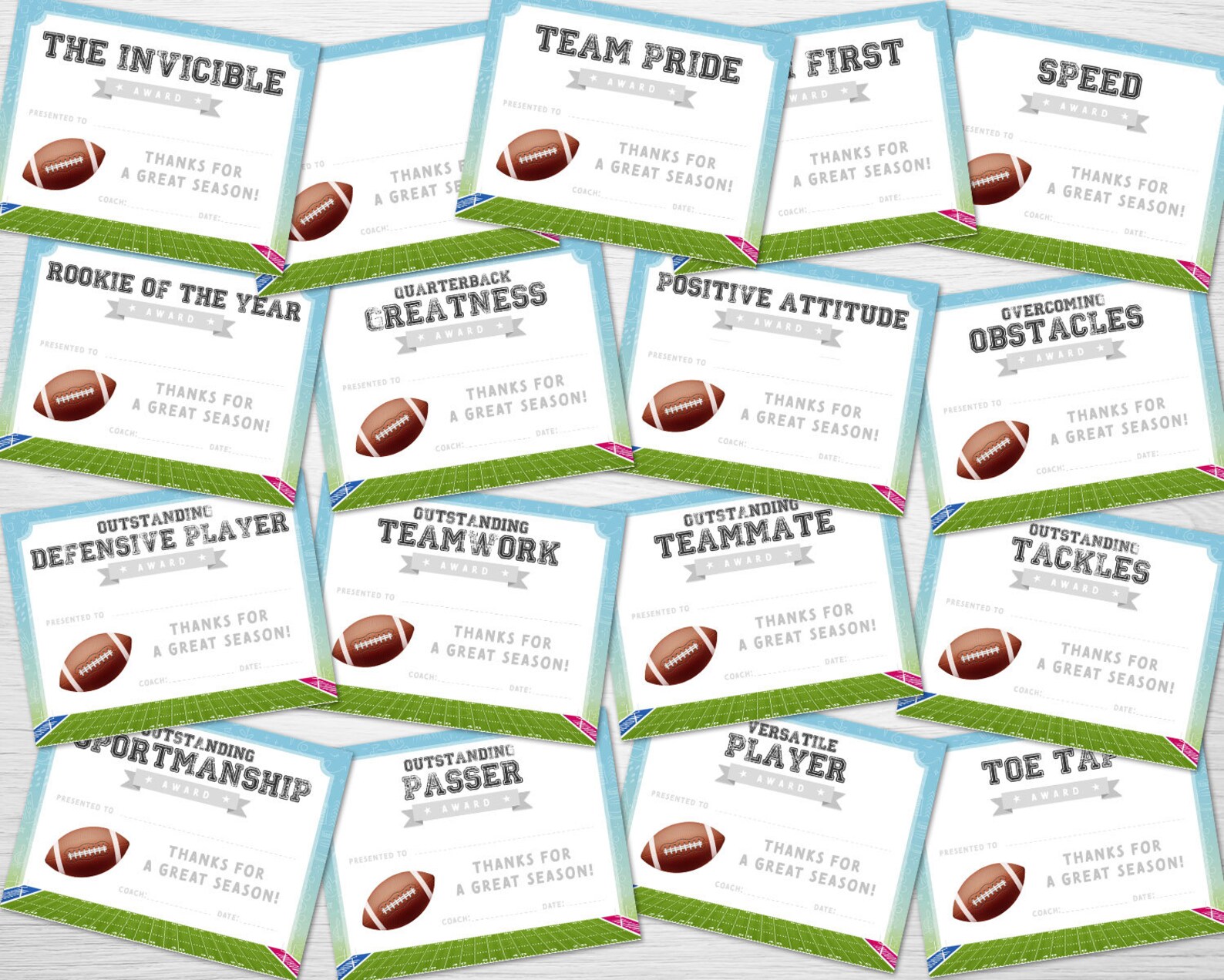 Editable Football Award Certificates Award Ceremony - Etsy