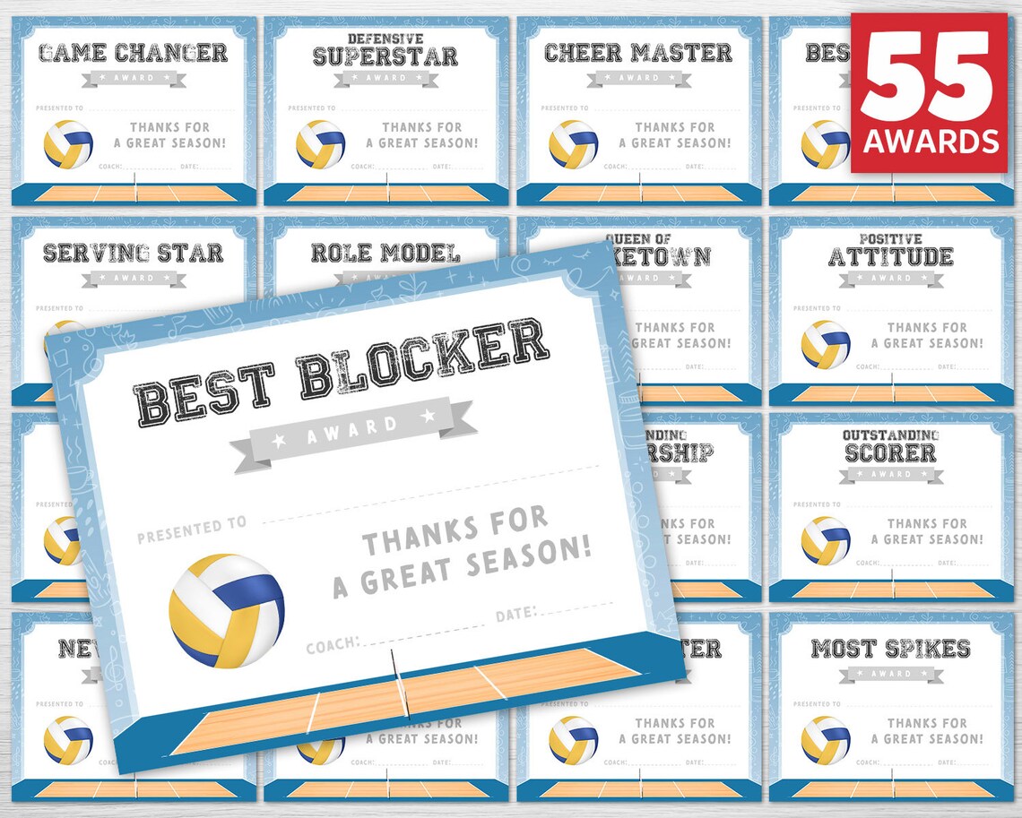 Editable Volleyball Award Certificates Award Ceremony - Etsy