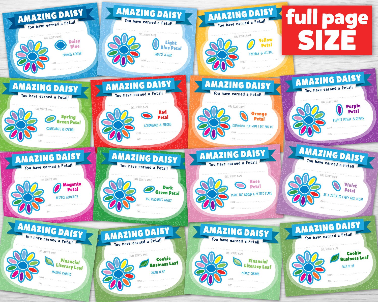 Girl Scout Daisy Petal Certificate