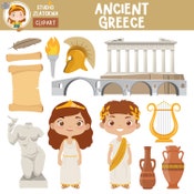 Ancient Greek Collection Clipart, Hand Painted Roman Gods, Column ...