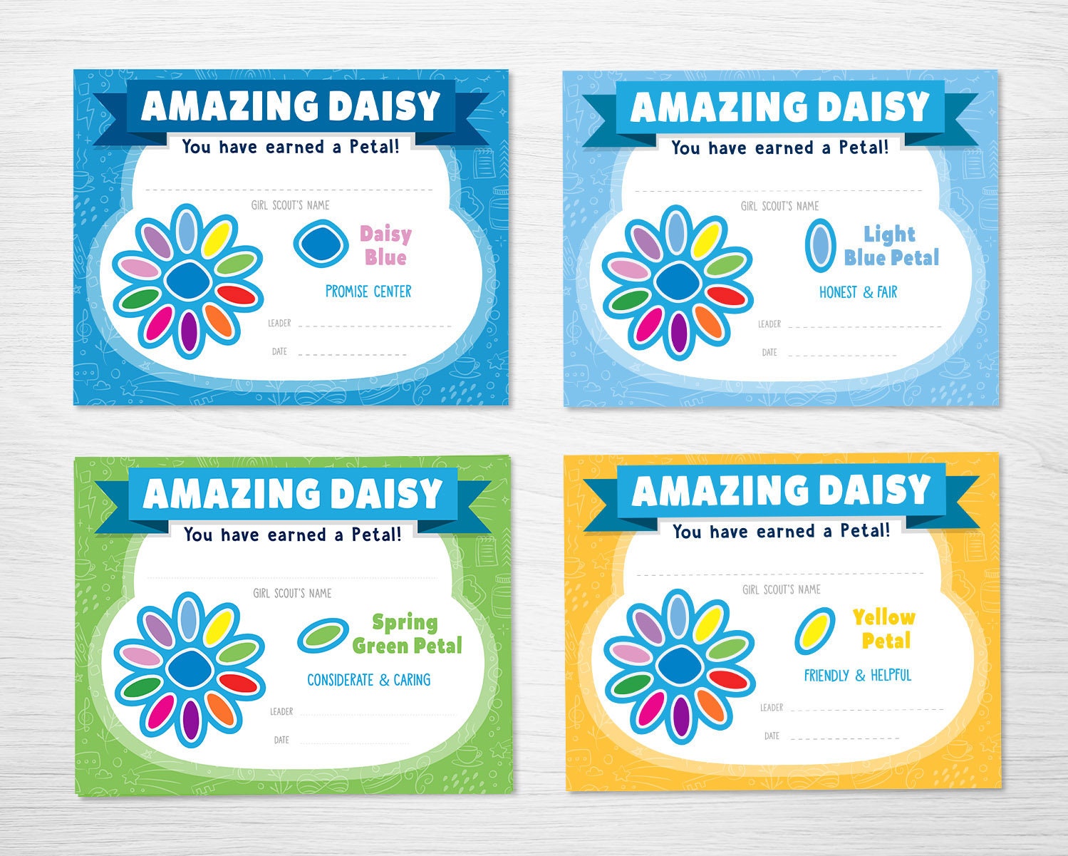Girl Scout Daisy Petal Certificate