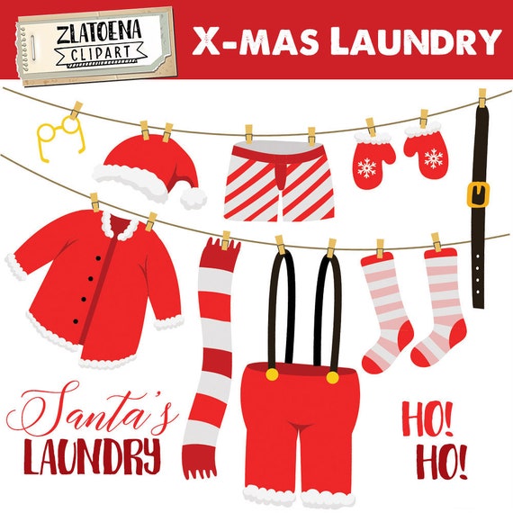 Santa's Laundry Clip Art Clip Art Christmas Clipart | Etsy