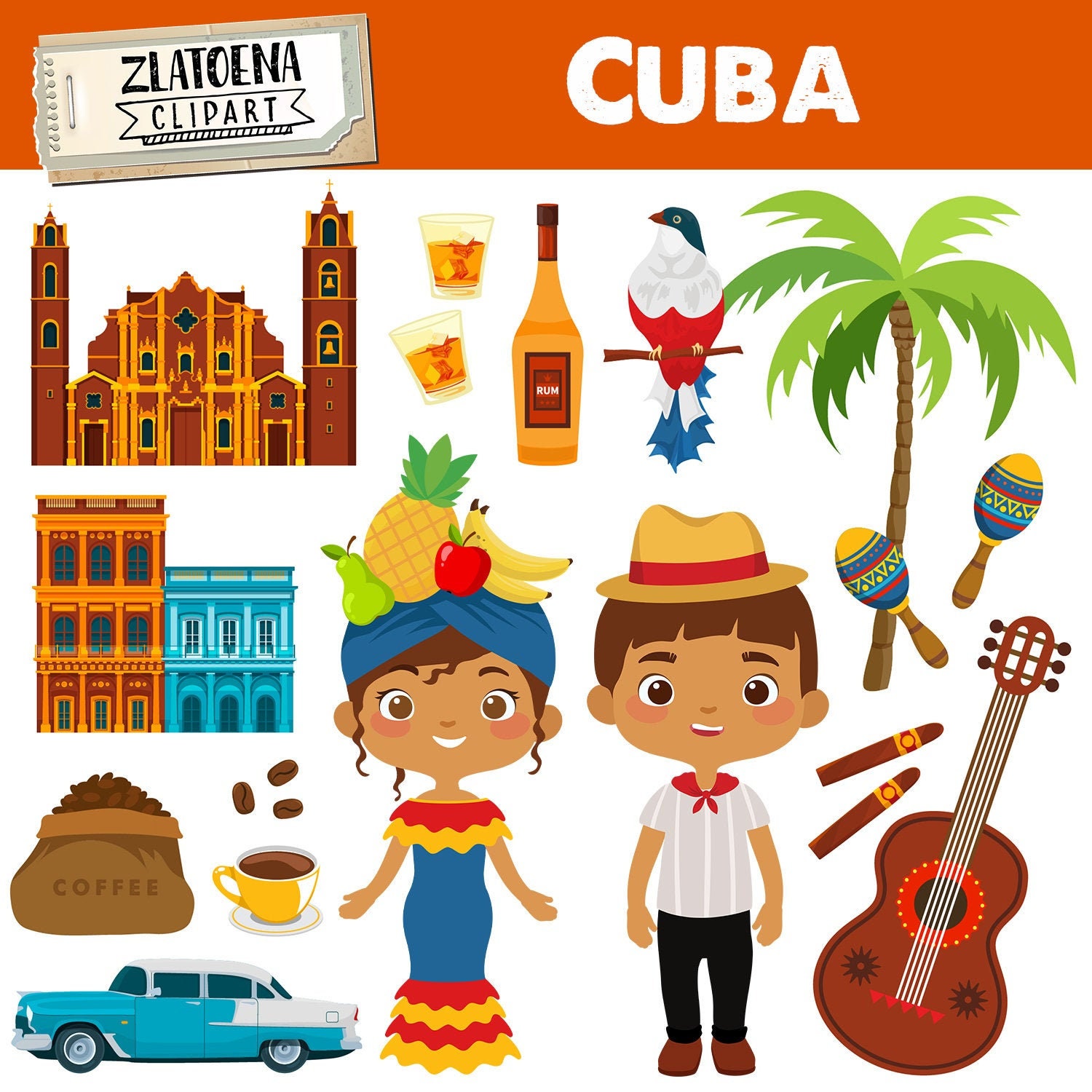 Cuba clip art Havana clip art Cuba clipart Viajes clipart | Etsy España