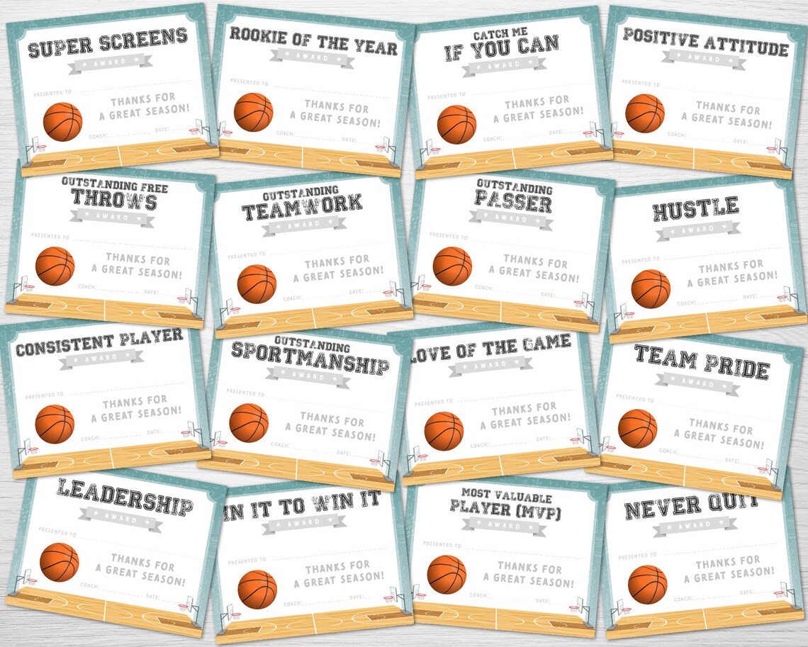 Editable Basketball Award Certificates, Award Ceremony Certificates ...