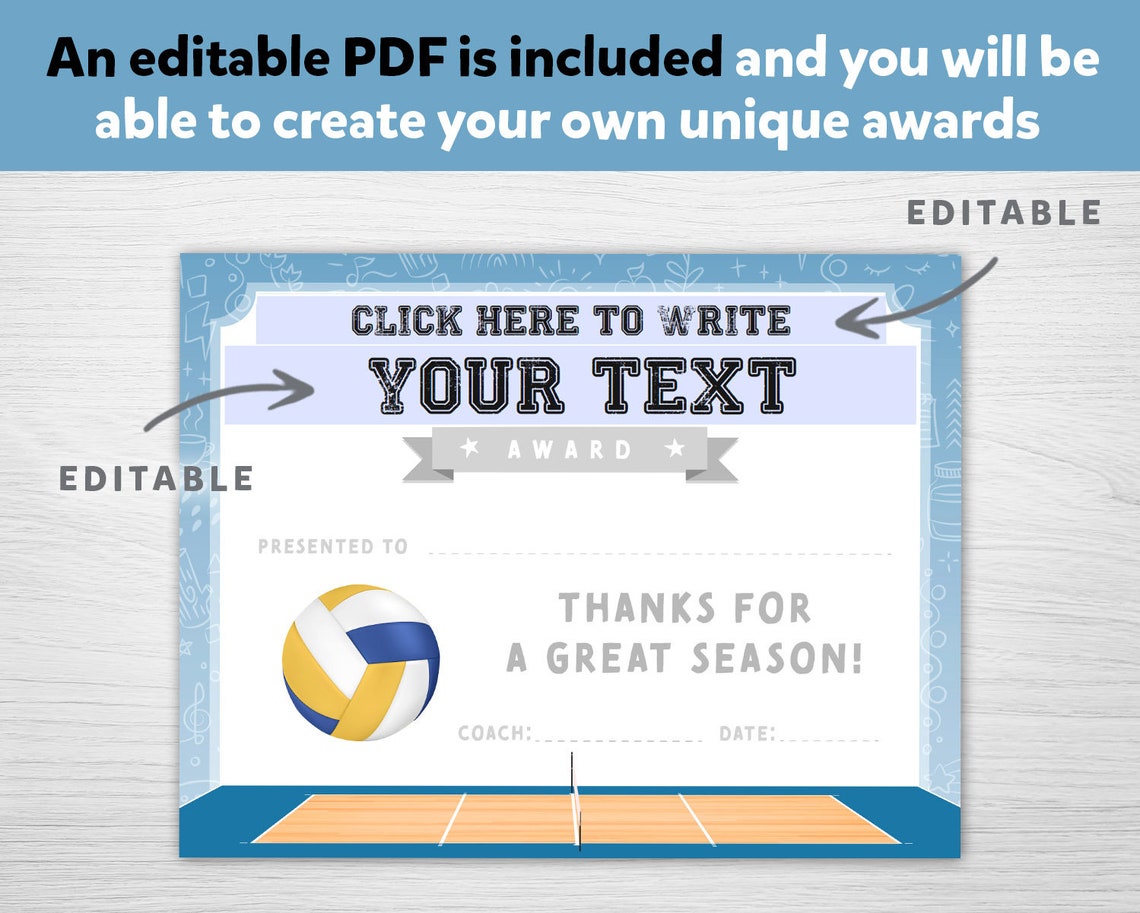 Editable Volleyball Award Certificates Award Ceremony - Etsy