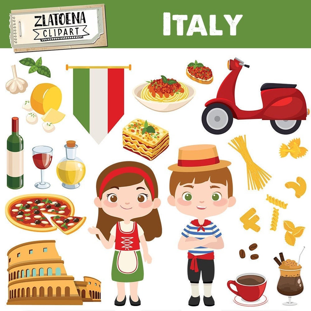 Italian Clip Art Italy Clipart Pizza Clipart Pasta Food Rome - Etsy