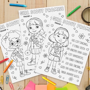 3 Girl Scout Promise Coloring Pages, Girl Scout Coloring Book, Scout ...