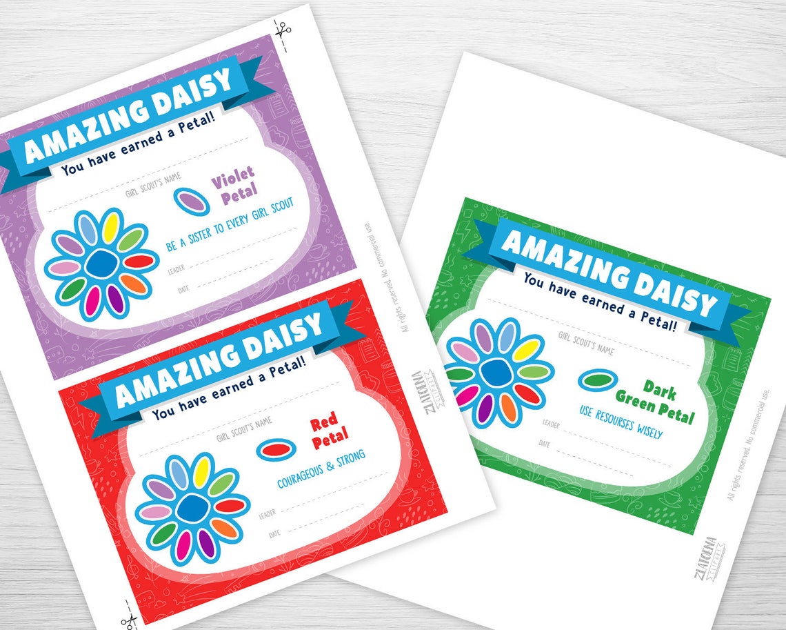 15 Girl Scouts Daisy Petal & Leaf Certificates Printable - Etsy